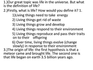 What is the definition of life | PPT