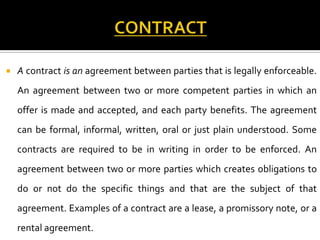 What is the difference between a Contract and an Agreement? | PPTX