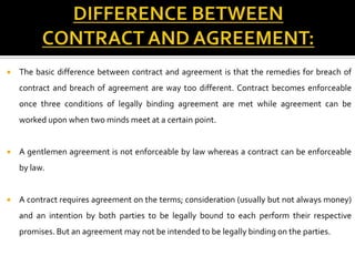What is the difference between a Contract and an Agreement? | PPTX