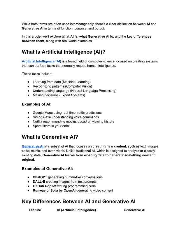 What Is the Difference Between AI and Generative AI.pdf