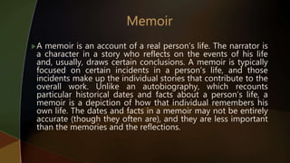 What is the difference between a memoir & personal narrative | PPTX