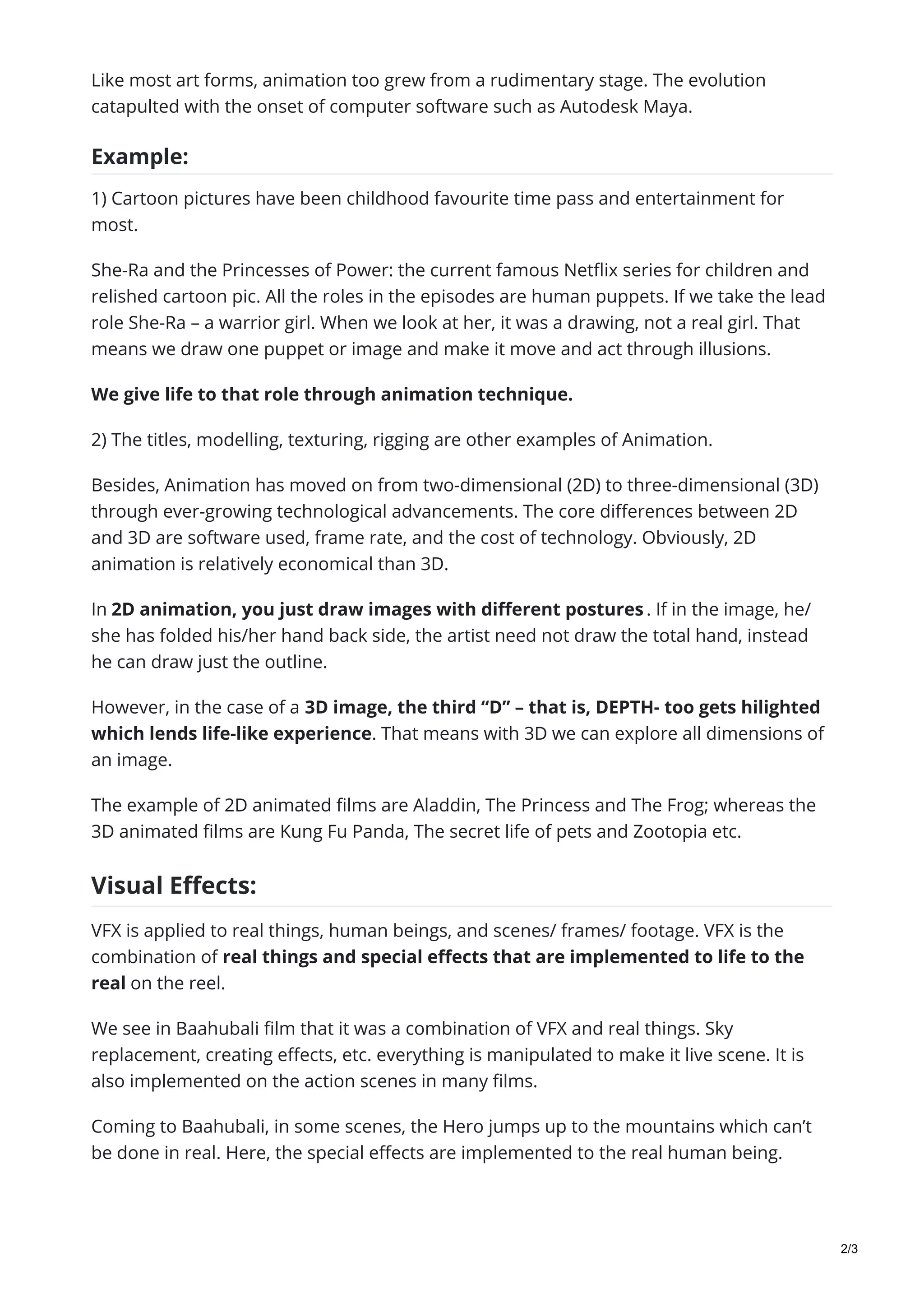 What is the difference between animation amp vfx | PDF