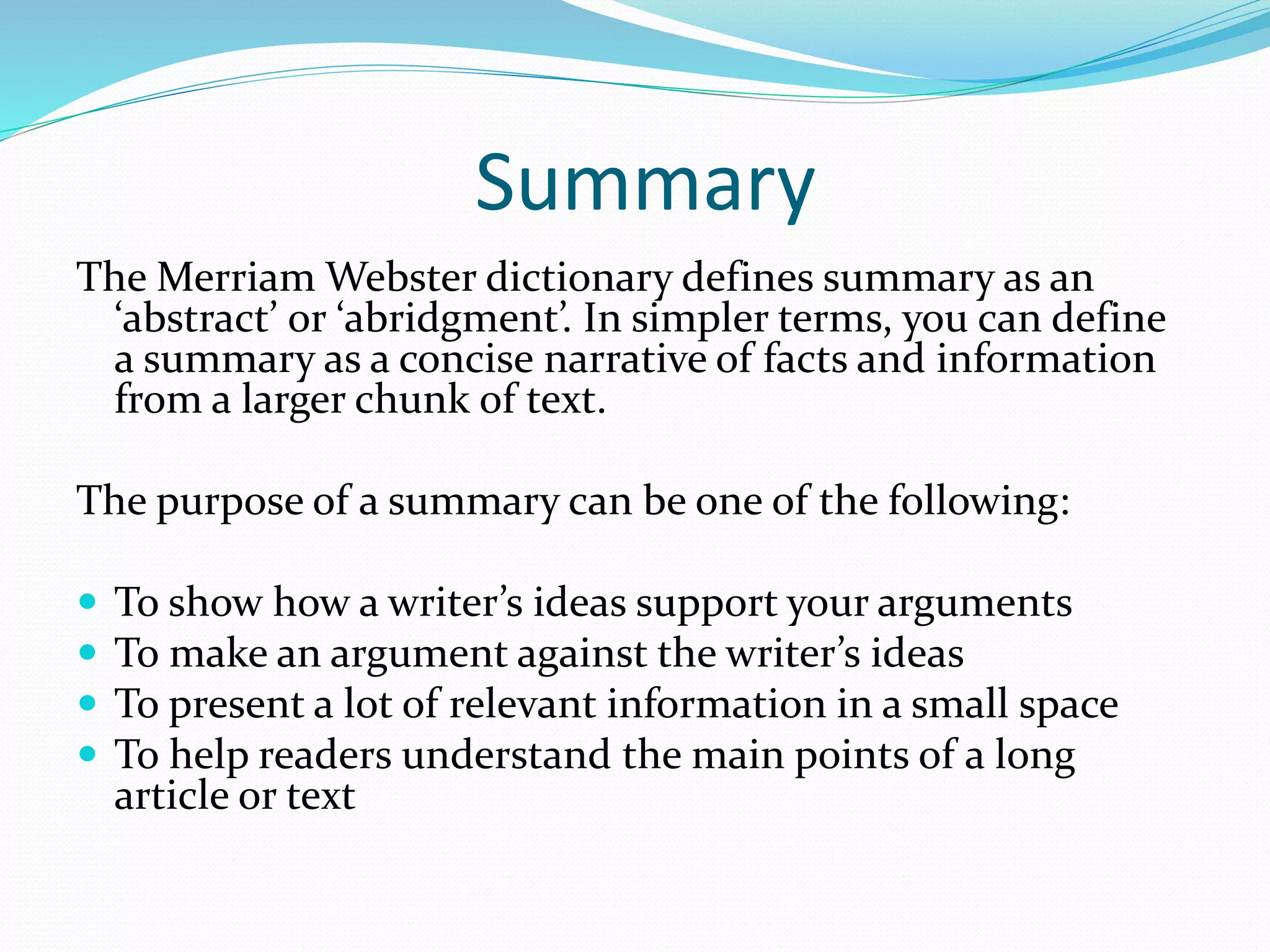 What is the difference between a summary and a paraphrase | PPTX