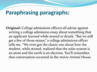 What is the difference between a summary and a paraphrase | PPTX