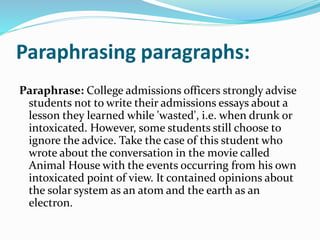 What is the difference between a summary and a paraphrase | PPTX
