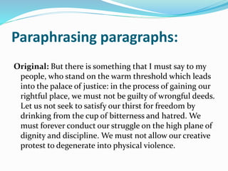 What is the difference between a summary and a paraphrase | PPTX