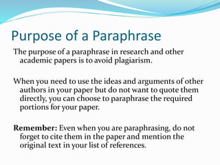 What is the difference between a summary and a paraphrase