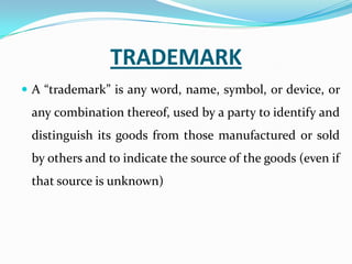 What is the difference between a Trademark and a Service Mark? | PPTX