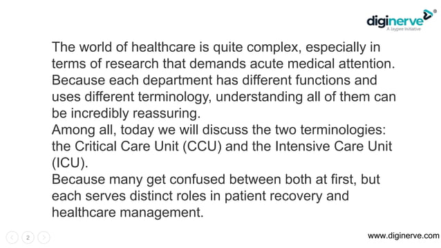 What is the difference between CCU & ICU? | PPT