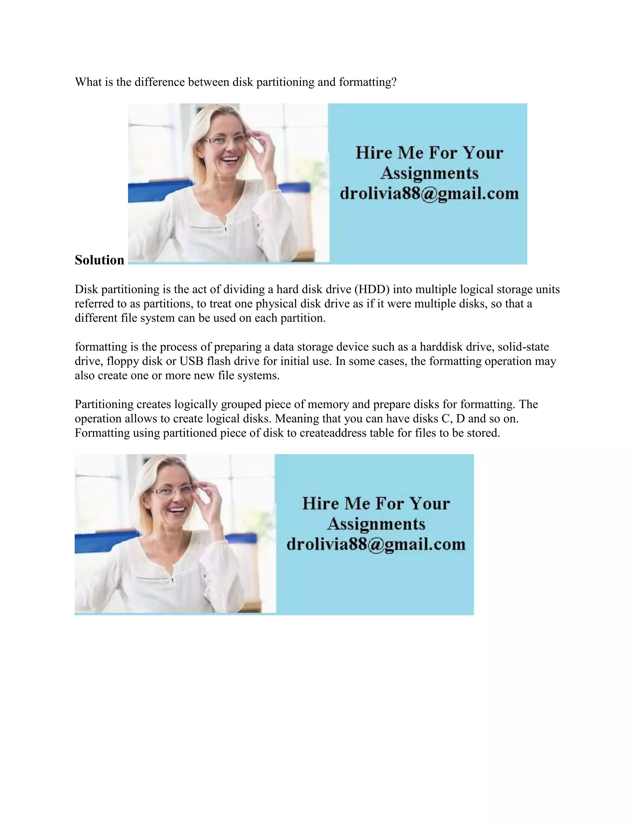 What is the difference between disk partitioning and formatting-Soluti.docx