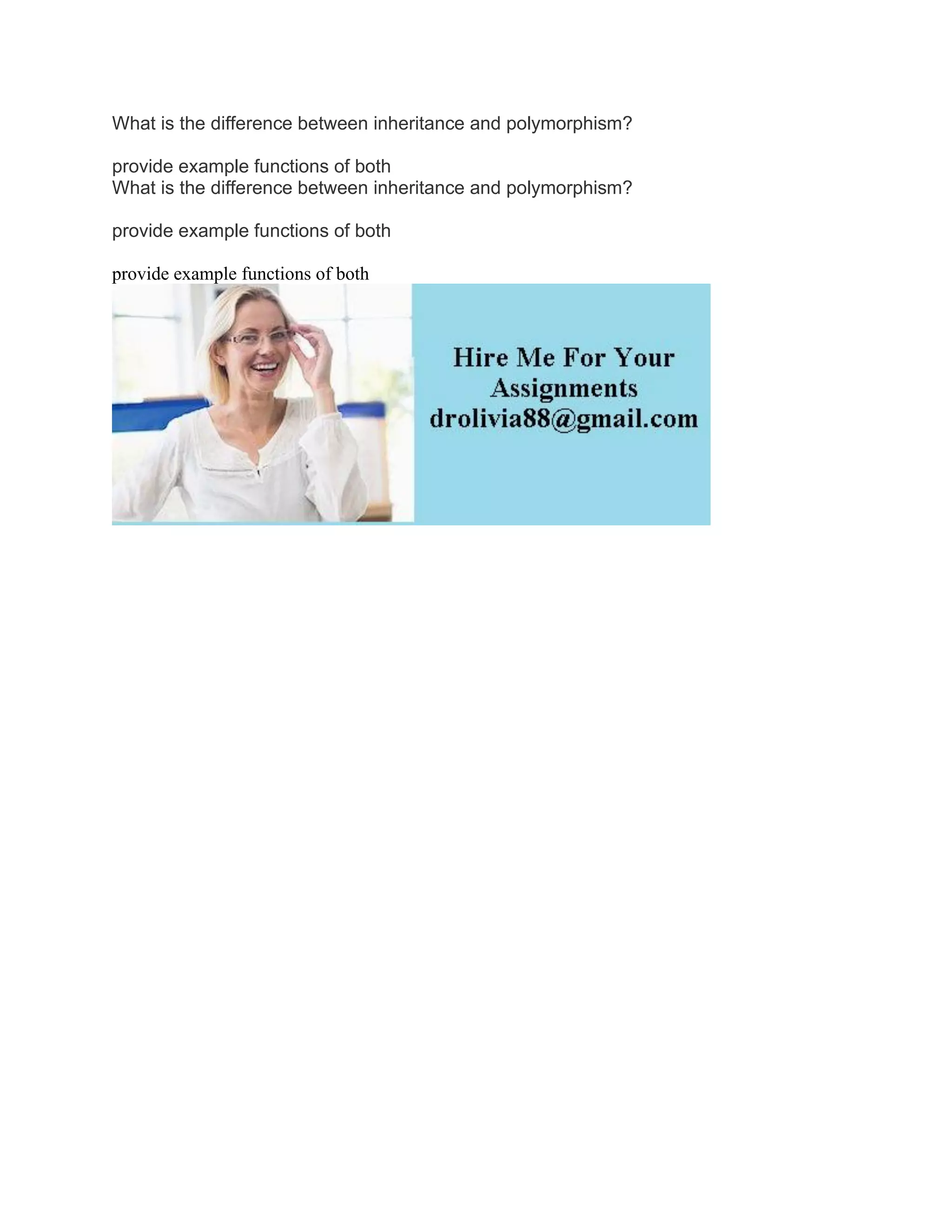 What is the difference between inheritance and polymorphism-provide ex.pdf