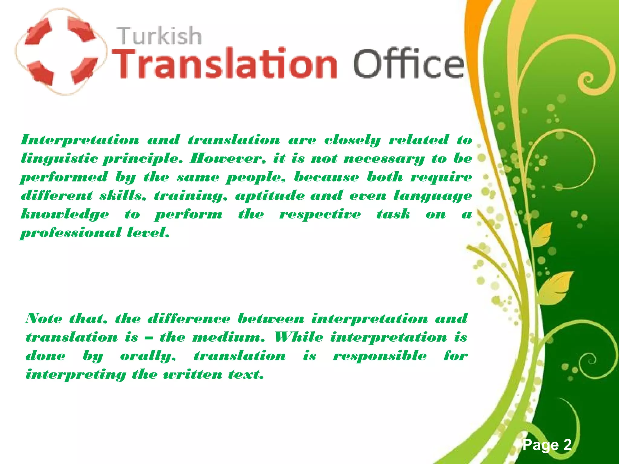 What is the difference between interpretation and translation | PPT