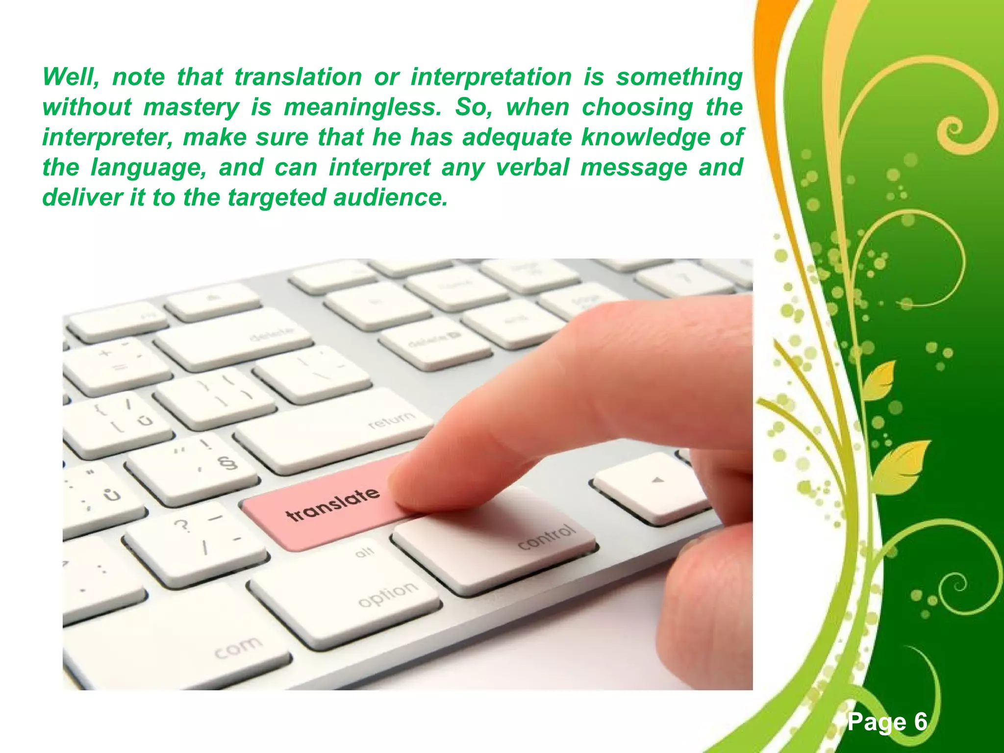 What is the difference between interpretation and translation | PPT