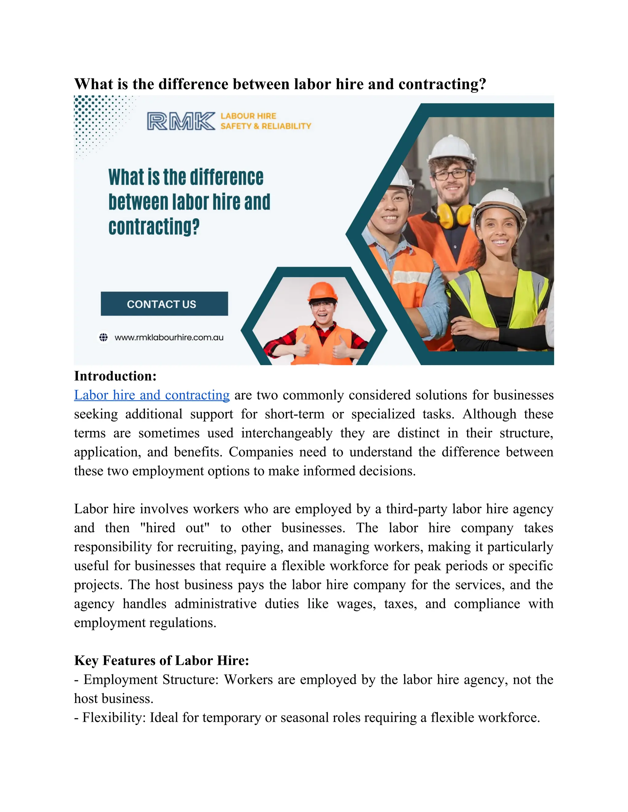 What is the difference between labor hire and contracting_RMK Labour ...