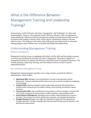 What is the Difference Between Management Training and Leadership ...