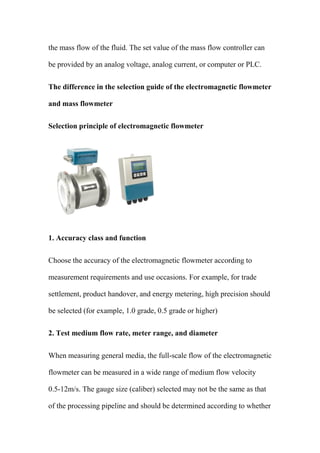 What is the difference between mass flow meter and magnetic flow meter | PDF | Chemistry | Science