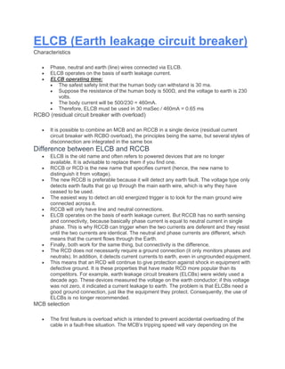 What is the Difference Between MCB, MCCB, ELCB and RCCB? | PDF