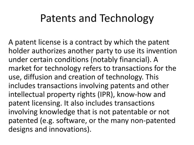 Patent is not Technology | PPT