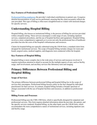 What is the difference between professional billing and hospital ...