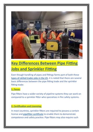 What Is The Difference Between Sprinkler Fitting And Pipe Fitting Jobs ...