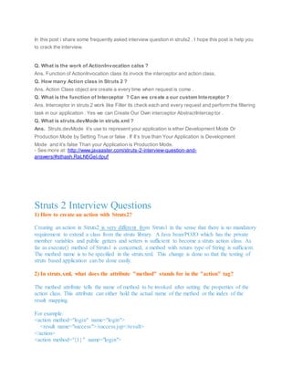 What is the difference between struts 1 vs struts 2 | DOCX