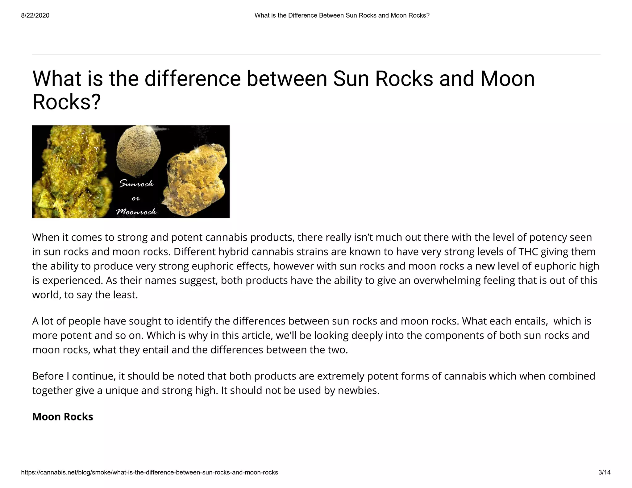 Marijuana Sunrocks or Moonrocks - What is the Difference? | PDF