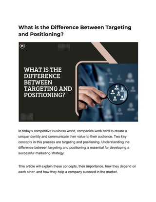 Difference Between Targeting and Positioning for Marketing Success ...