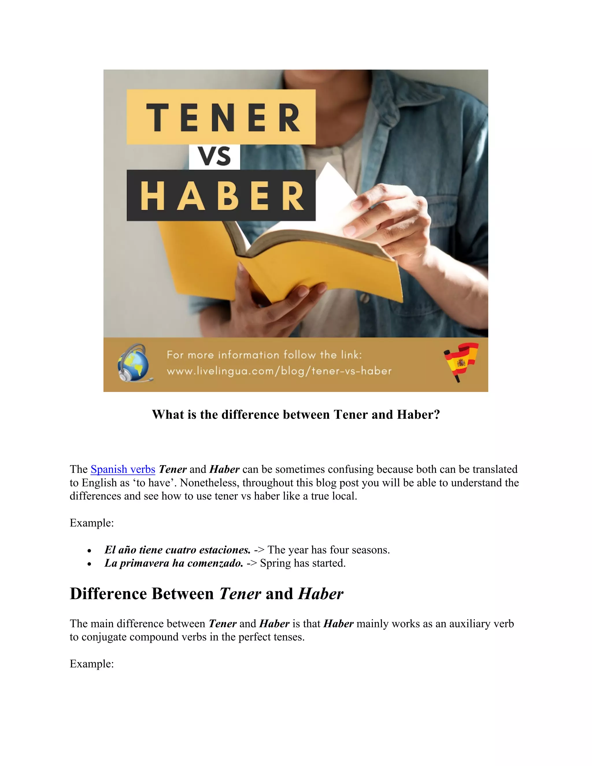 What Is The Difference Between Tener and Haber | PDF