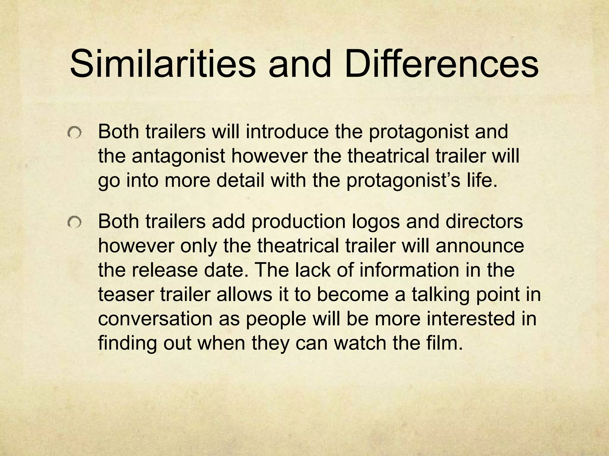What is the difference between theatrical and teaser? | PPTX
