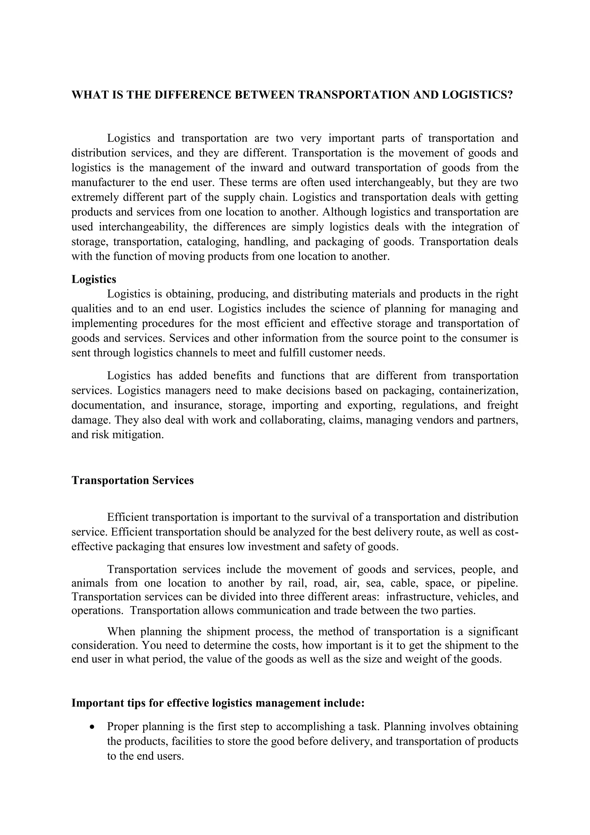 WHAT IS THE DIFFERENCE BETWEEN TRANSPORTATION AND LOGISTICS.pdf