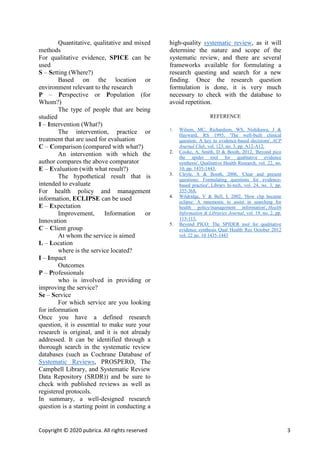 What is the formulation of the research question in systematic review ...