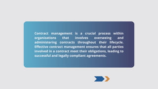 What is the function of contract management | PDF