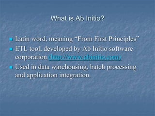 What is the future of etl tools like ab initio | PPTX