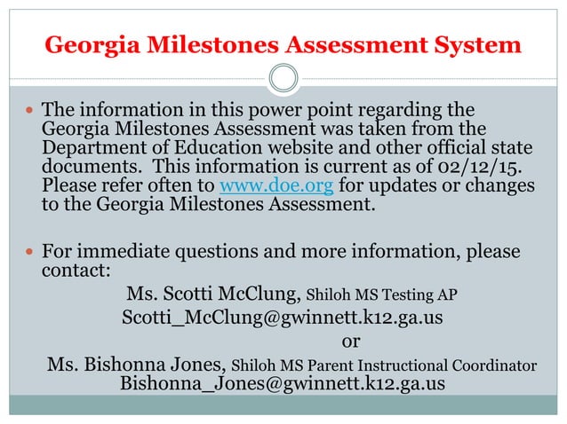 What is the Georgia Milestones Assessment System? | PPT