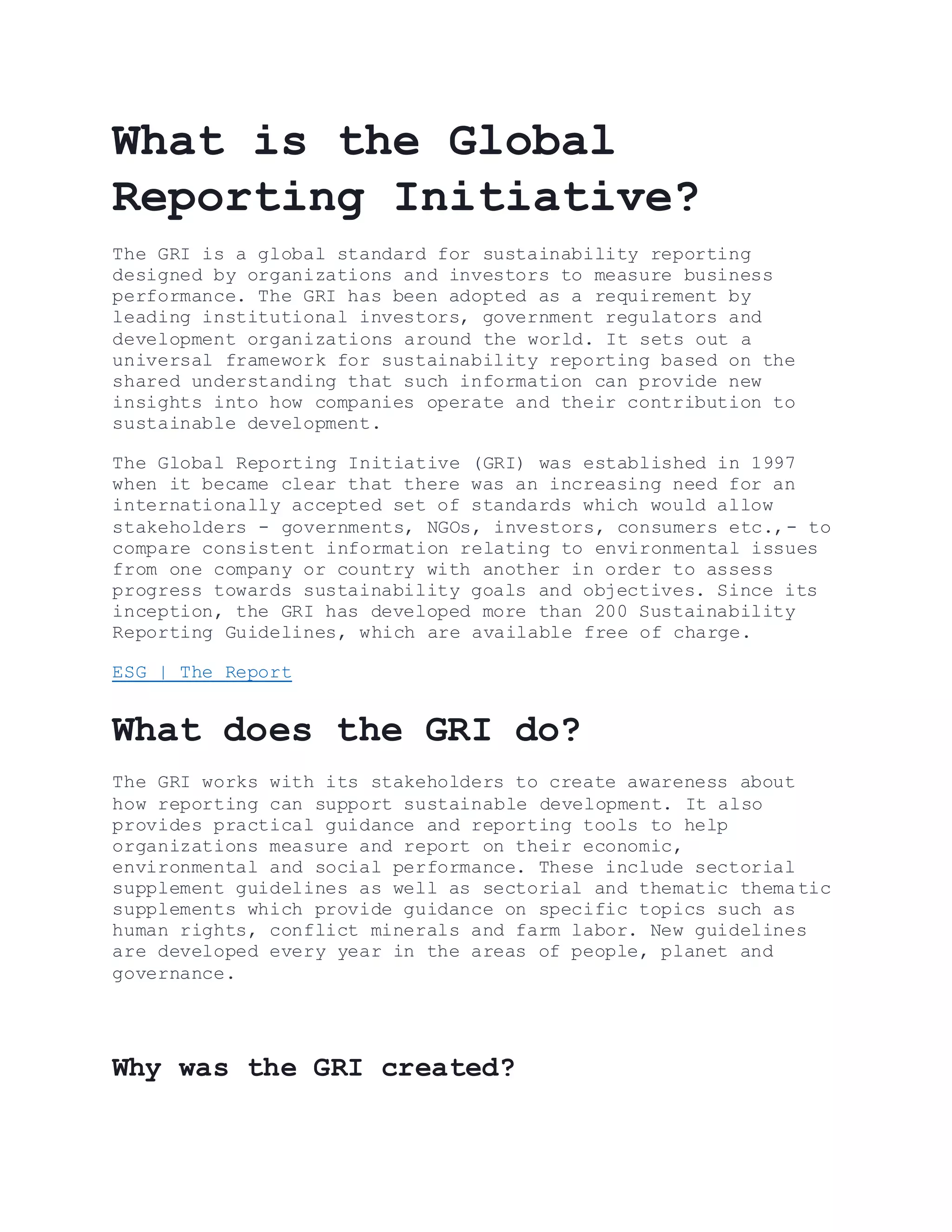 What is the global reporting initiative? | DOCX