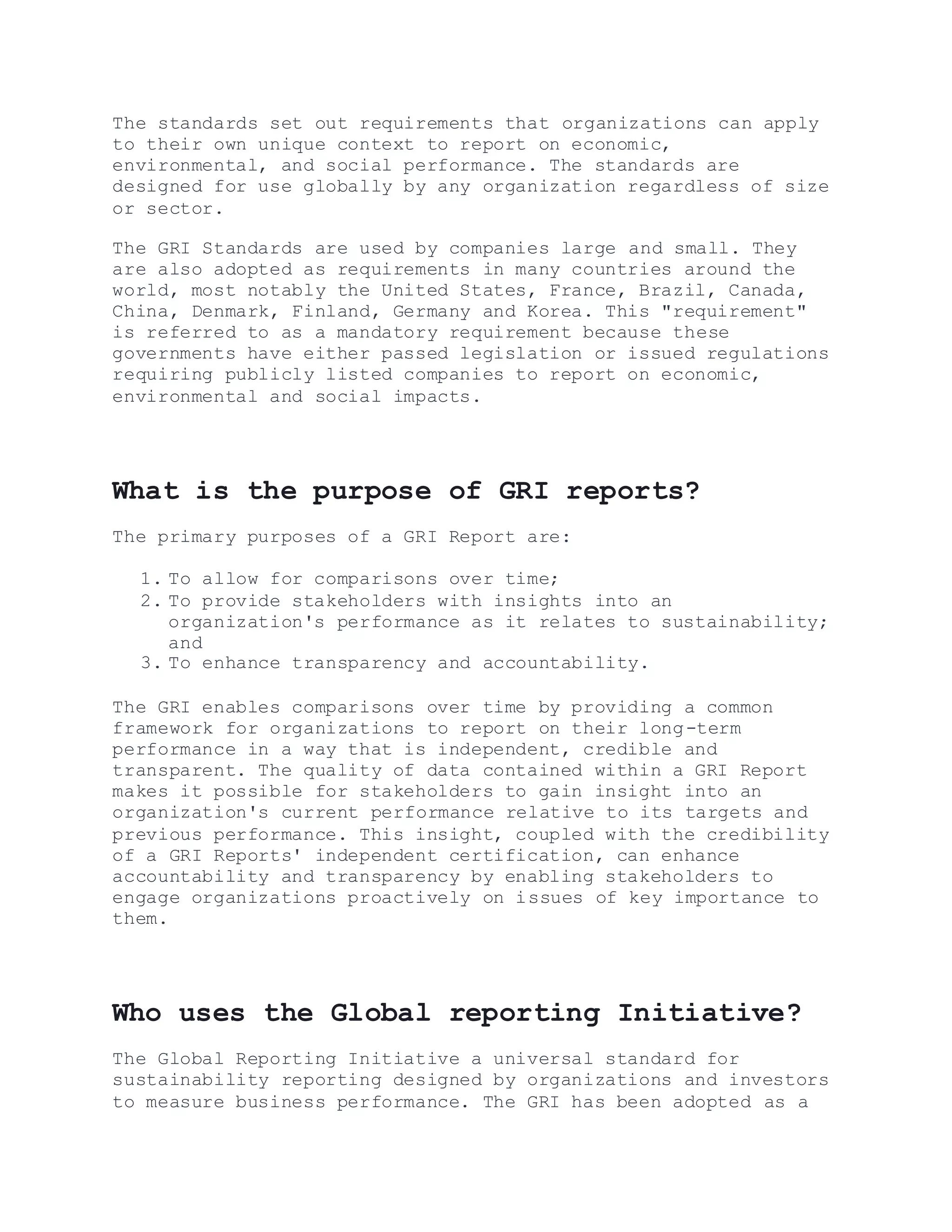What is the global reporting initiative? | DOCX