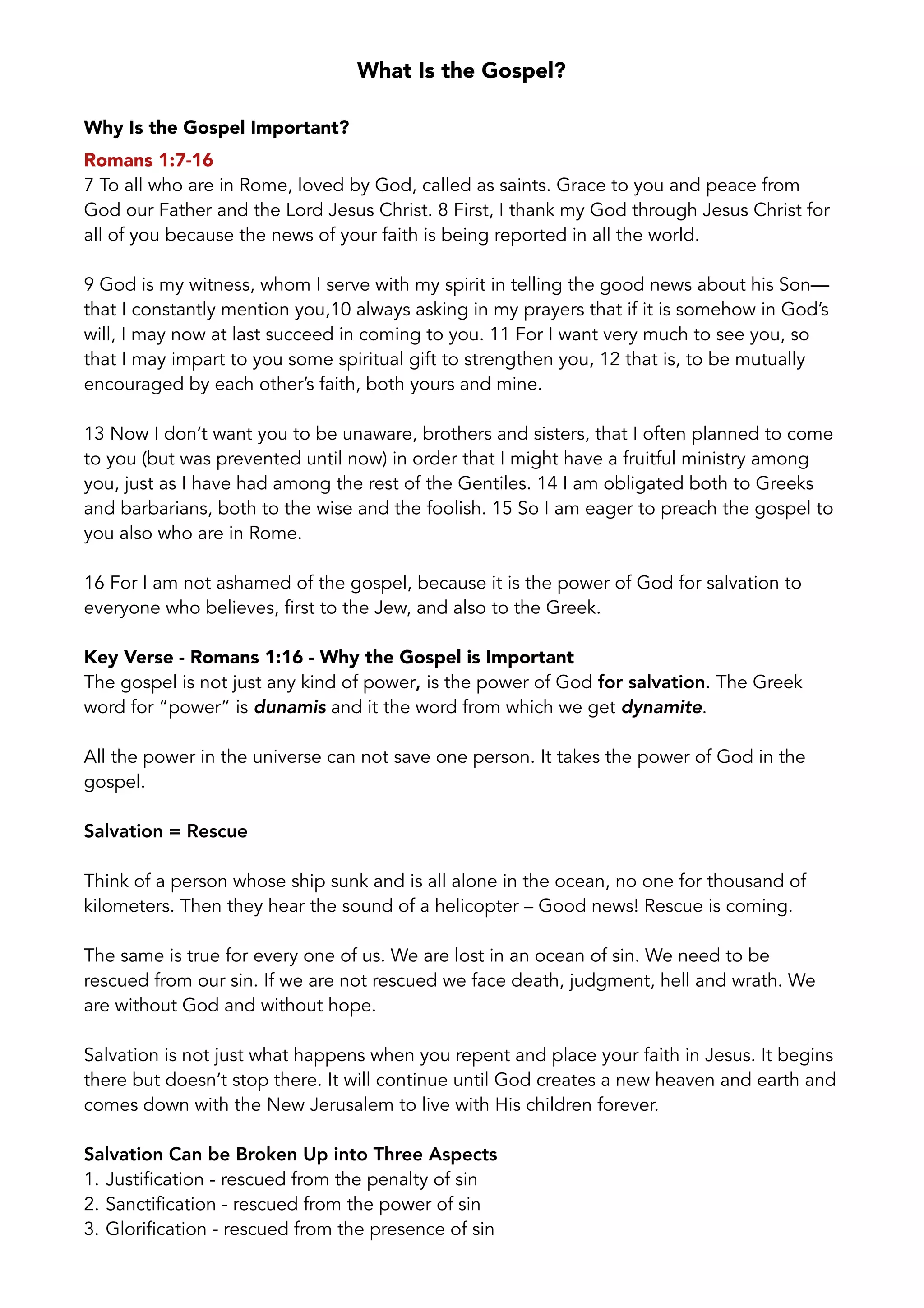 What is the Gospel Handout | PDF