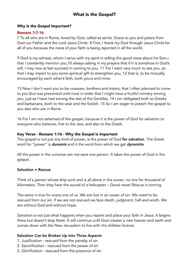 What is the Gospel Handout | PDF