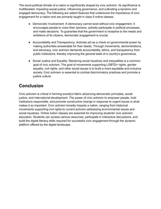 What is the history of civic activism, and what are its impacts on a ...