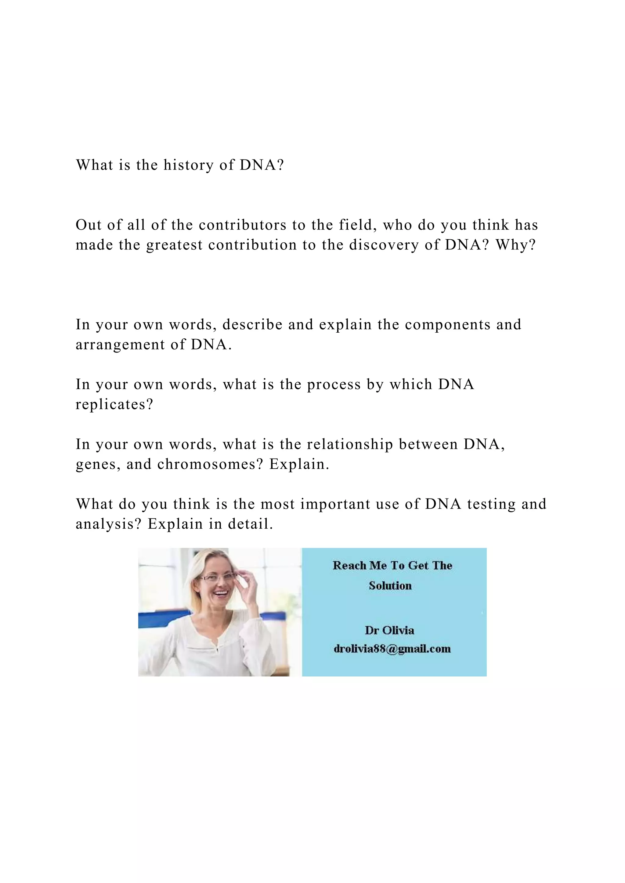 What is the history of DNA Out of all of the contrib.docx