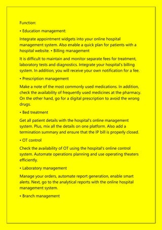 What is the hospital management system Features^J modules and ...