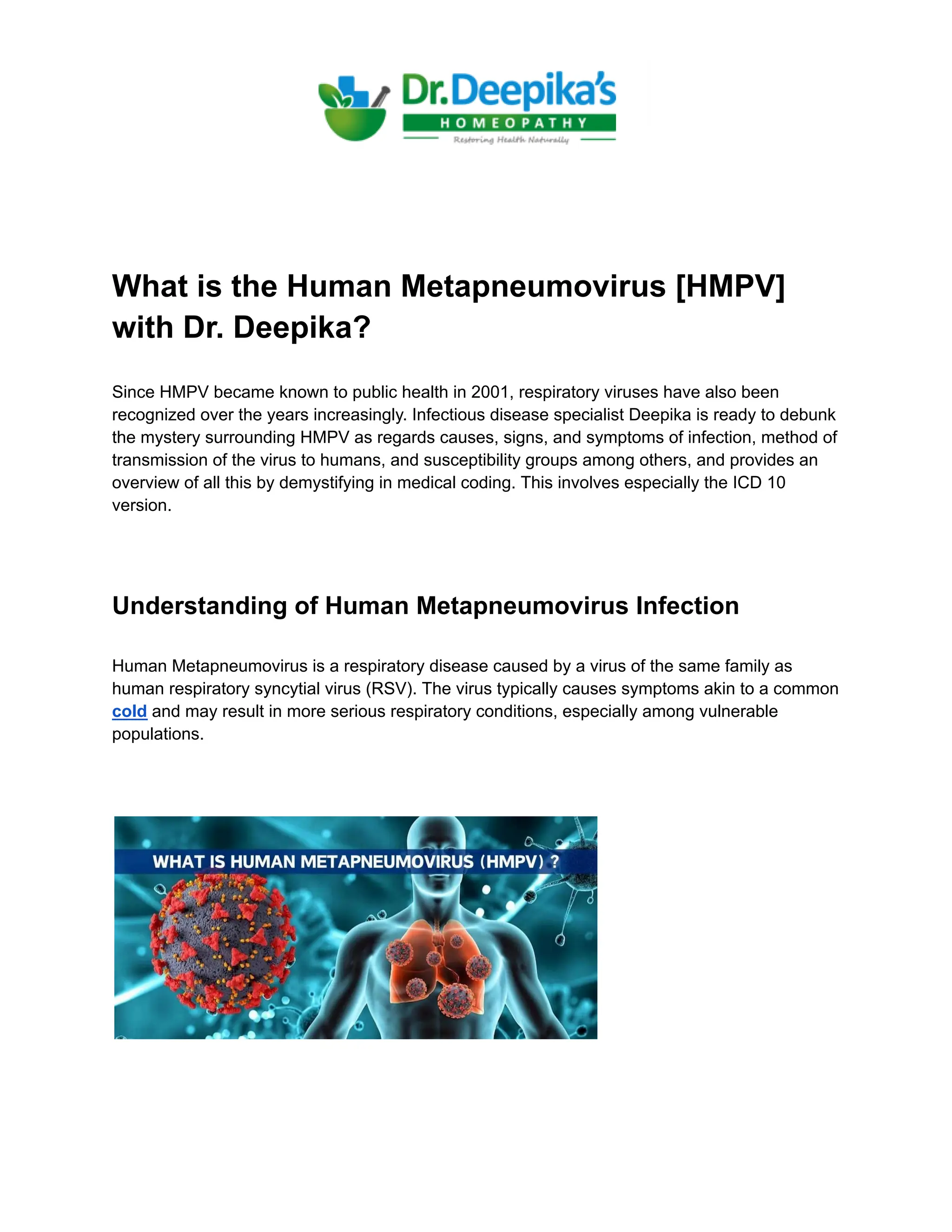 What is the Human Metapneumovirus [HMPV] with Dr. Deepika? | PDF