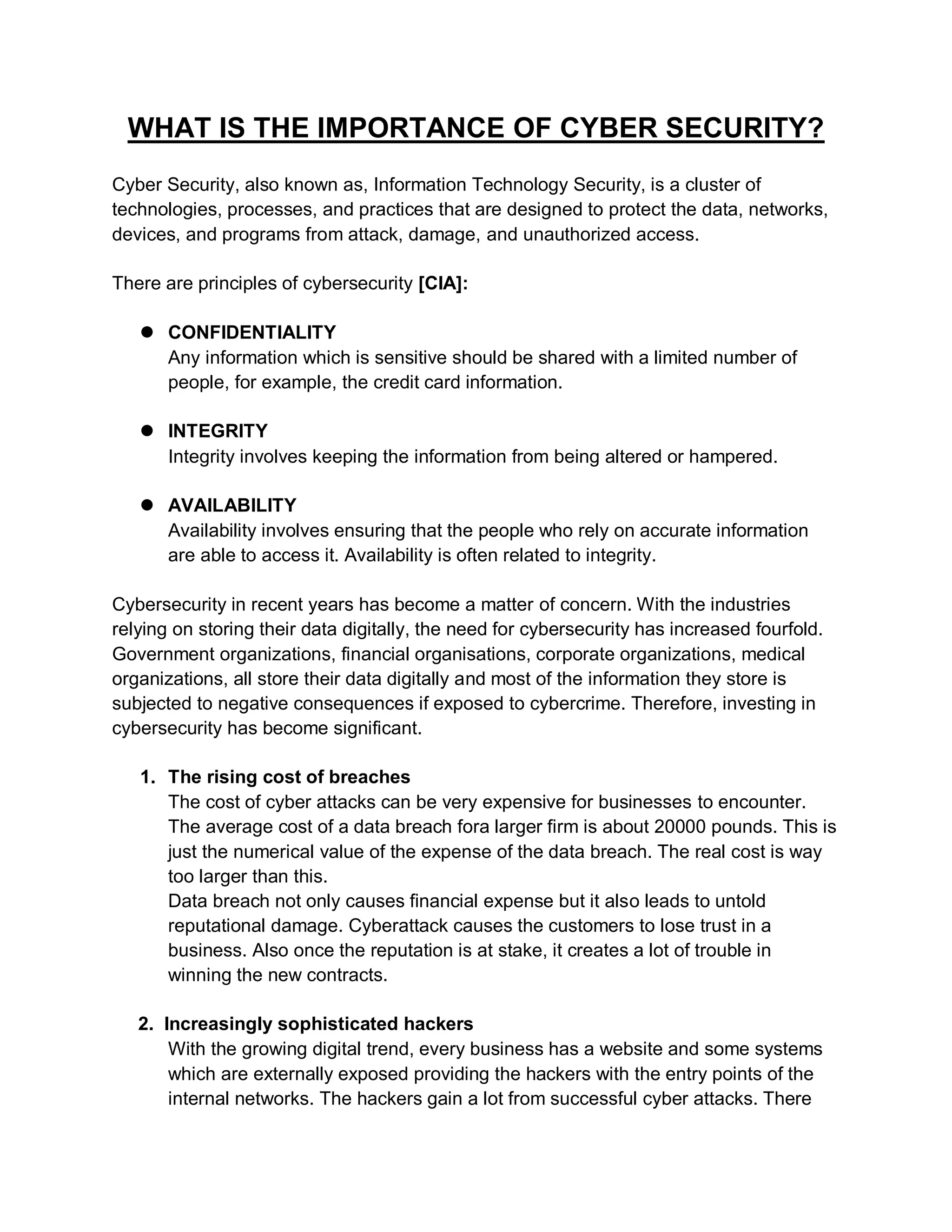 What is Importance of Cyber Security | PDF