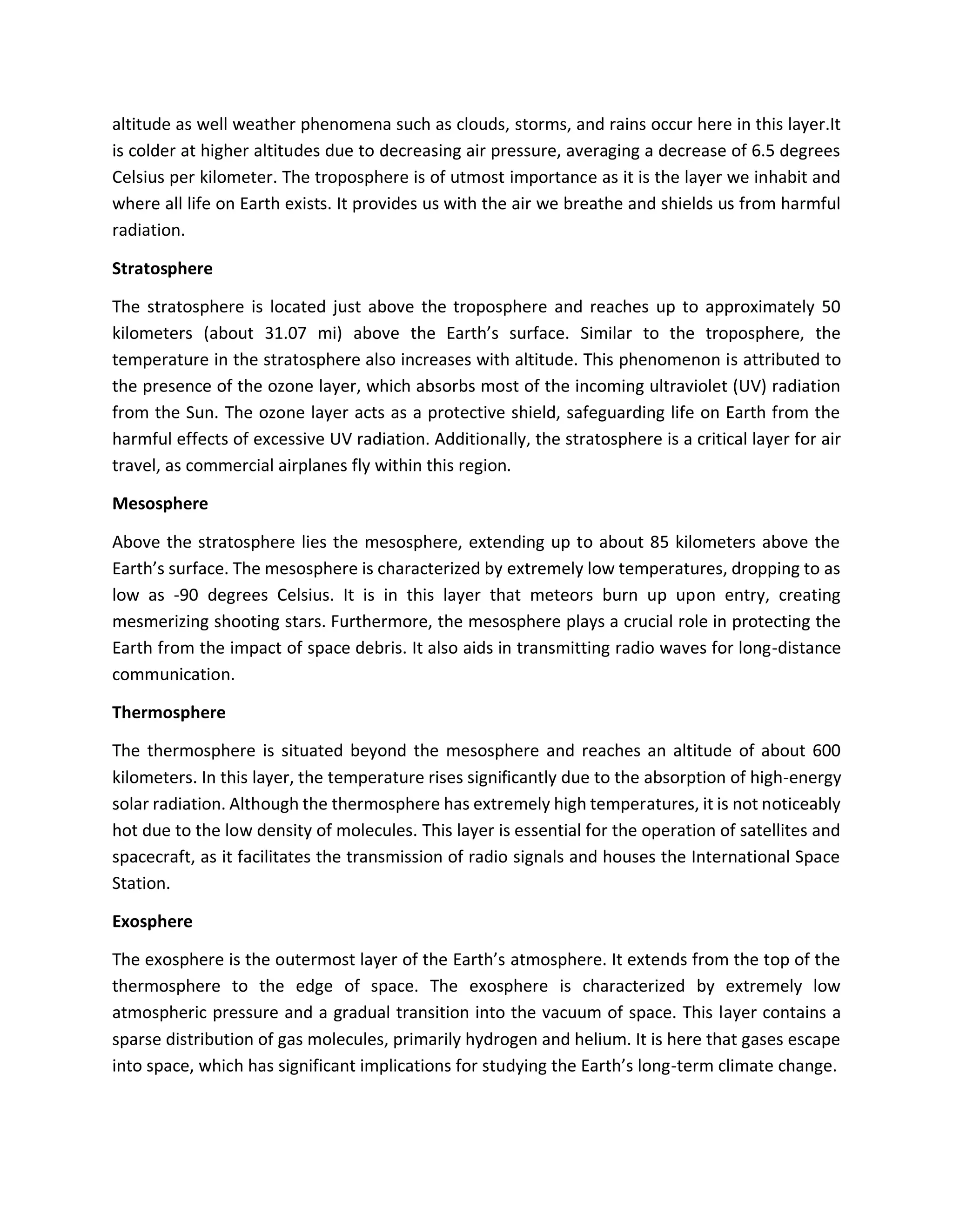 What is the Importance of Earth’s Atmosphere Layers? | PDF
