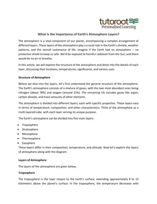 What is the Importance of Earth’s Atmosphere Layers? | PDF