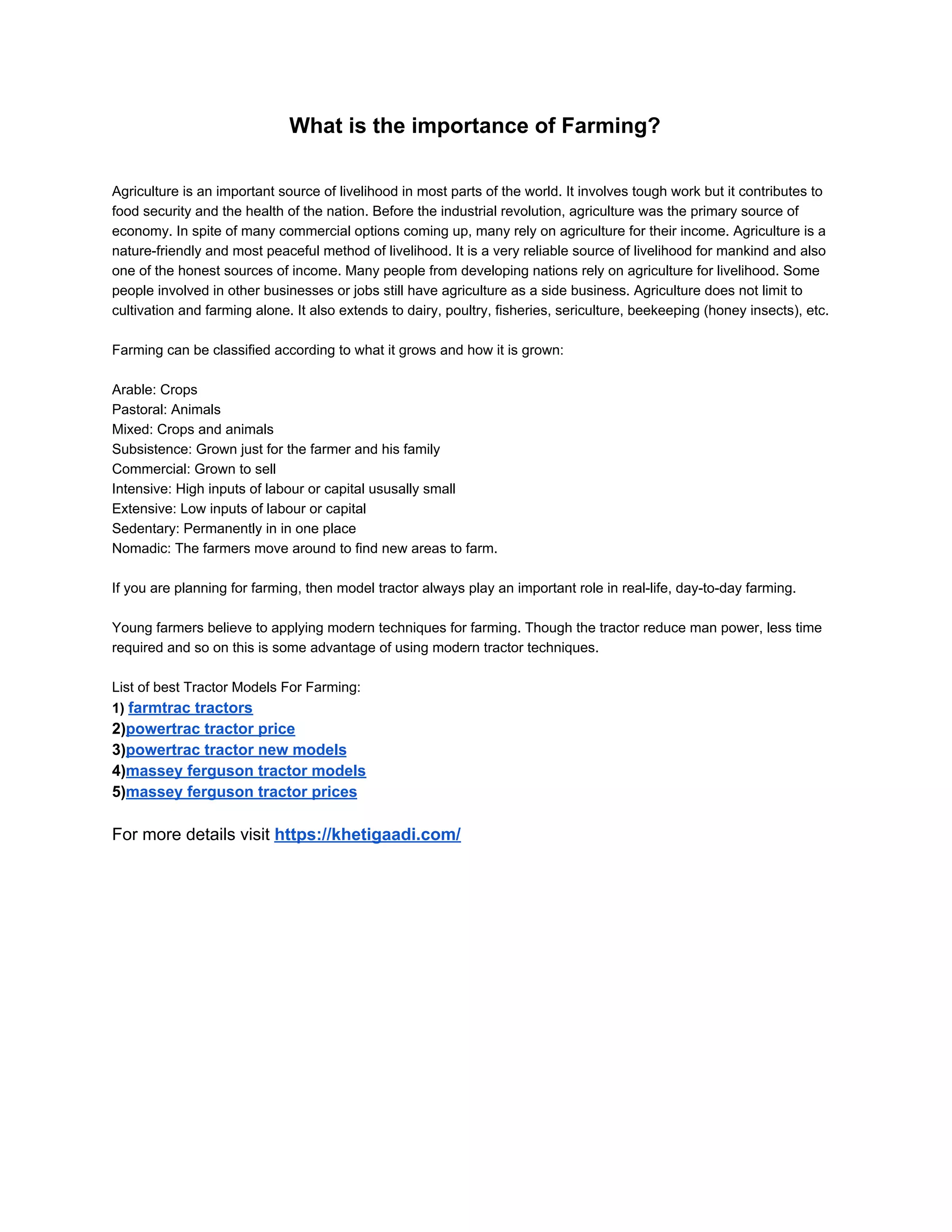 What is the importance of farming | PDF