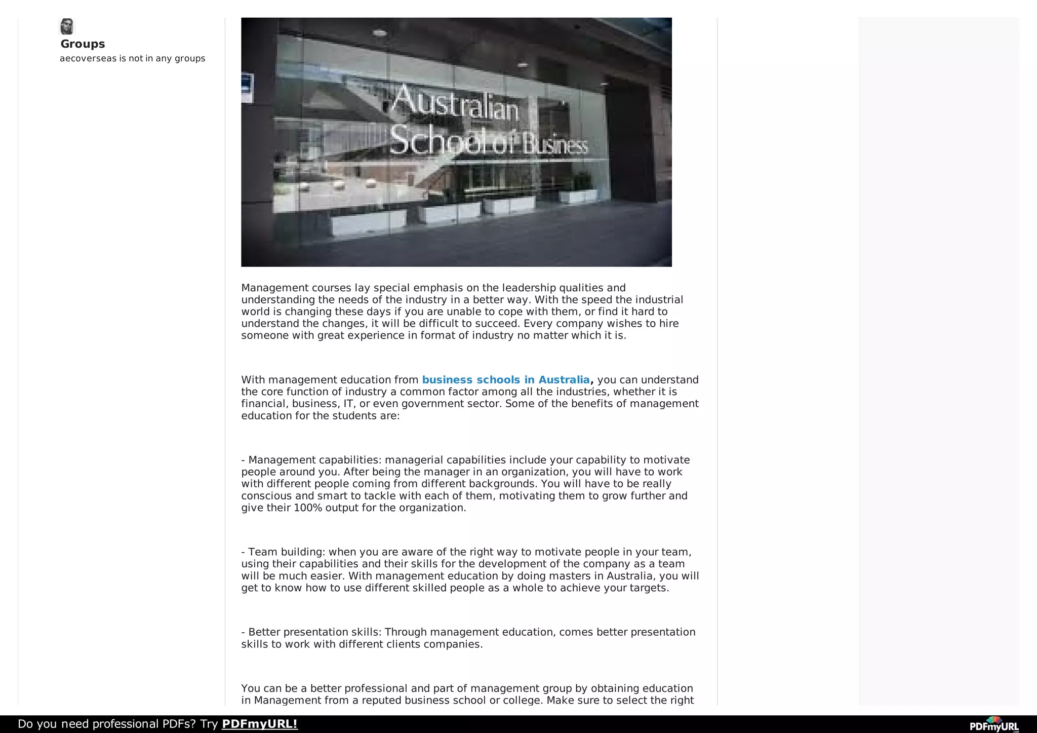 What is the importance of management education | PDF