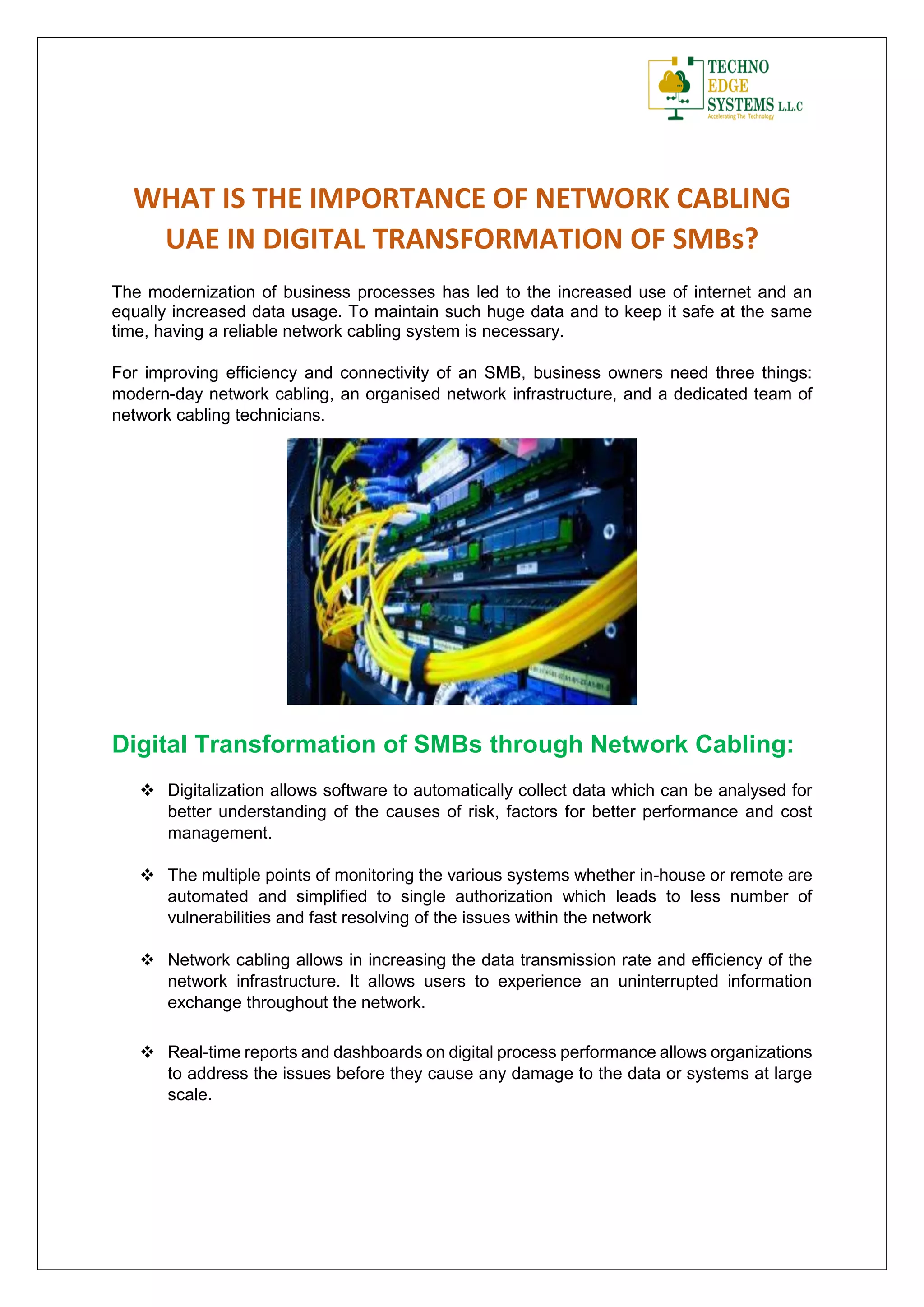 WHAT IS THE IMPORTANCE OF NETWORK CABLING UAE IN DIGITAL TRANSFORMATION OF SMBs.pdf