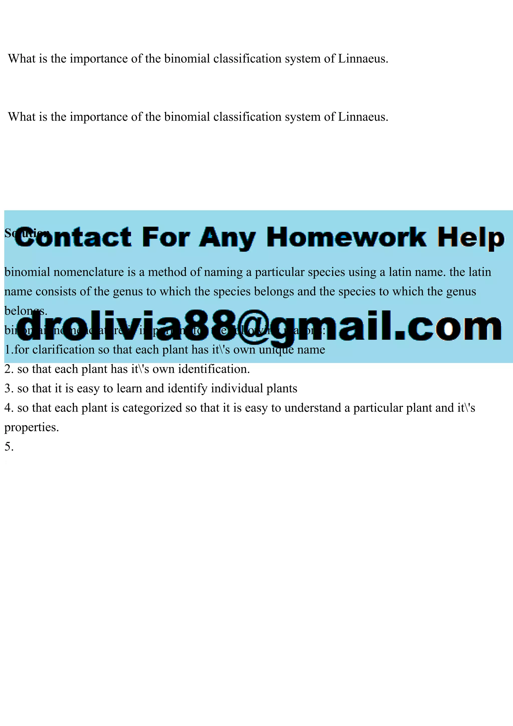 What is the importance of the binomial classification system of L.pdf