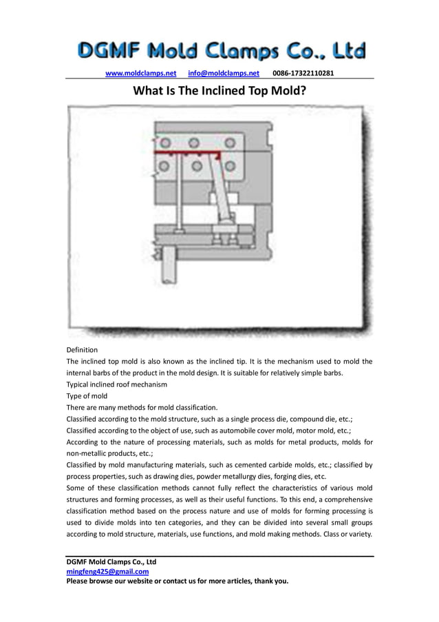 What is the inclined top mold? | PDF